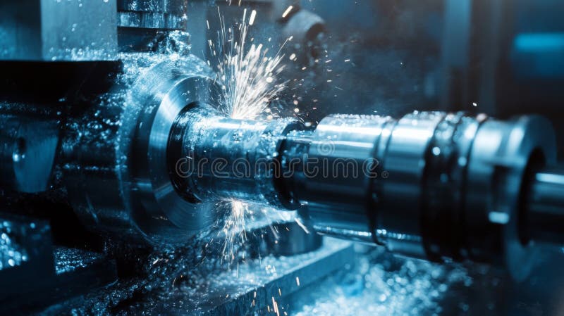 Metal Lathe Sparks during Precision Machining Process Stock ...
