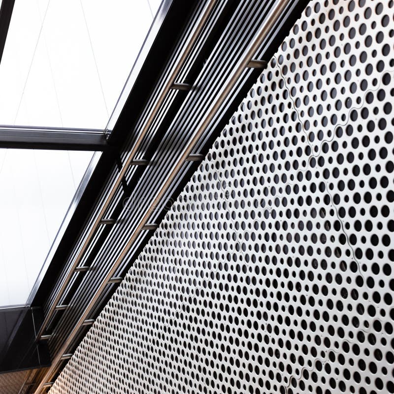 Metal Lattice Wall and Overhead Light in Underpass Stock Image - Image ...