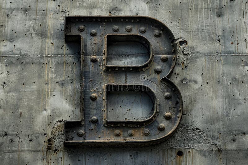 Metal Letter B with Industrial Rivets, Suitable for Branding Projects ...