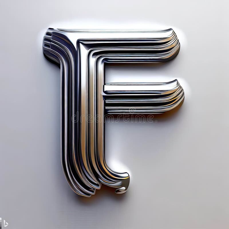 Metal Letter F of the Alphabet Made of Brushed Metal. 3D Render Stock ...