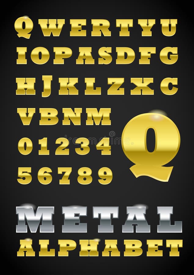 3D Heavy Metal Alphabet Font. Metal Effect Letters and Numbers Stock ...
