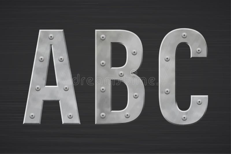 Industrial Metal Rivets Font Metal Plate Rivets Stock Illustrations