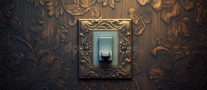 Metal Light Switch on a Patterned Wall, Creating Visual Symmetry Stock ...