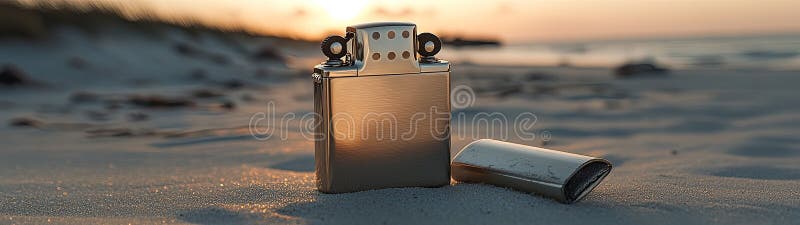 Lighter and Flint at Sunset Shore Stock Image - Image of ocean ...