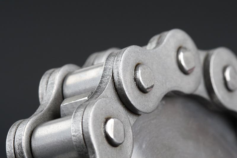 Metal Link Chain and Cogwheel Stock Image - Image of close, precision ...