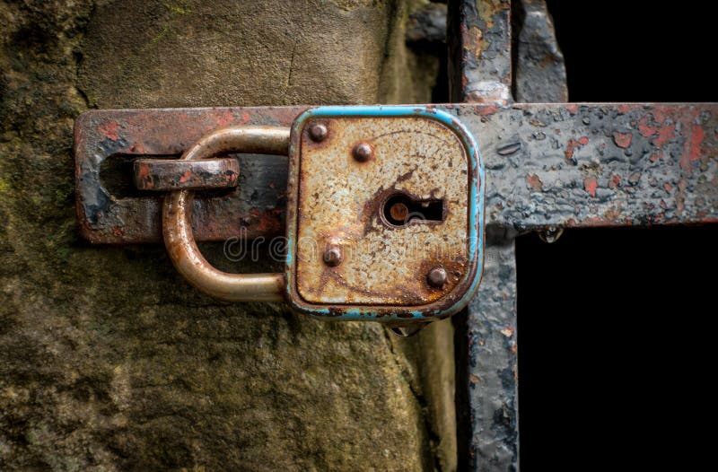 The metal lock on a door stock photo. Image of deadbolt - 72766946