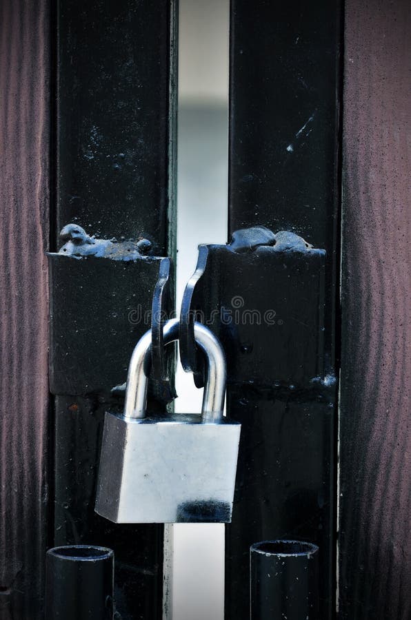 Metal lock door security stock image. Image of brown - 38801261