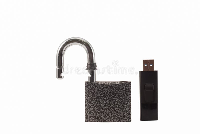 Metal Lock, Hard Drive and Flash Drive. Security Stock Image - Image of ...