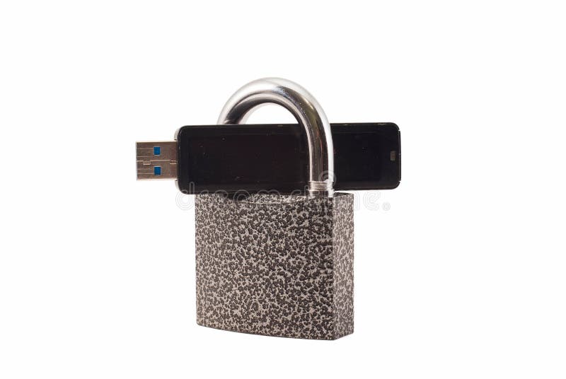 Metal Lock, Hard Drive and Flash Drive. Security Stock Image - Image of ...