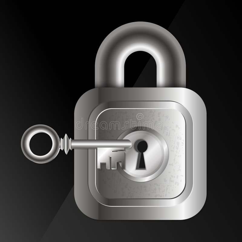 Metal lock and key stock vector. Illustration of design - 99535160