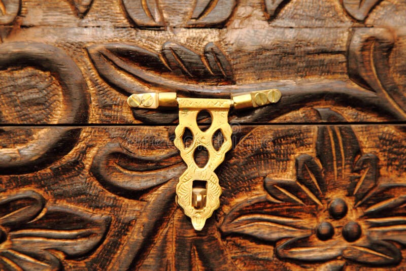 Metal Lock on wooden chest stock photo. Image of cabinet - 37779838