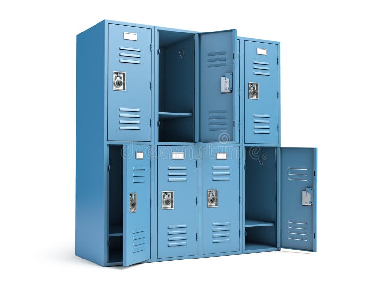 Metal Locker Box with Open Doors Isolated on White Stock Illustration ...