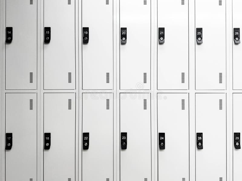 A Metal Lockers are Installed in a Row in the Locker Room. Stock Image ...