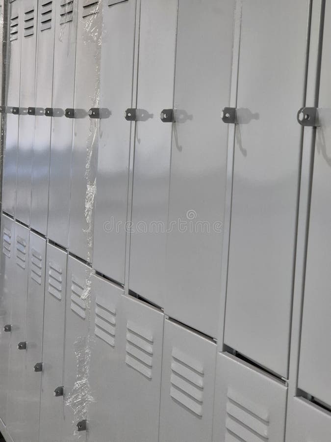 Metal Lockers in the Locker Room Stock Image - Image of high ...