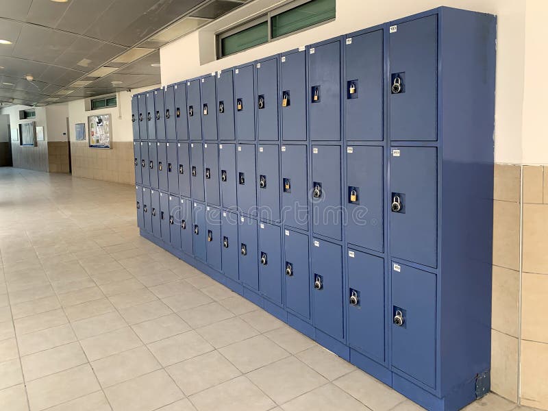 Metal lockers for things stock photo. Image of school - 226136722