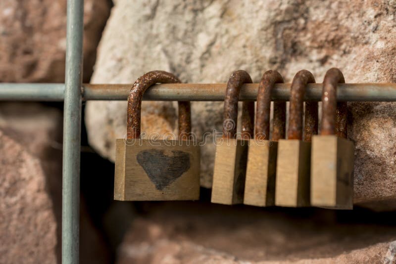 Metal Locks. a Bunch of Locks. Heart Locks Stock Photo - Image of steel ...