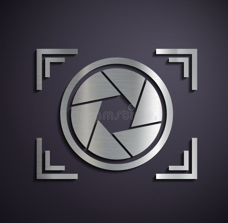 Metal logo camera. stock vector. Illustration of petals - 65556453