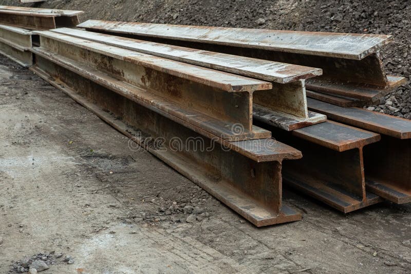 Metal Long Pile Supports Lie Unloaded Construction Stock Image - Image ...