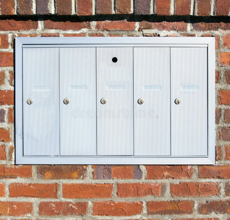 Metal Mailboxes Mounted on Brick Wall Stock Photo - Image of metal ...