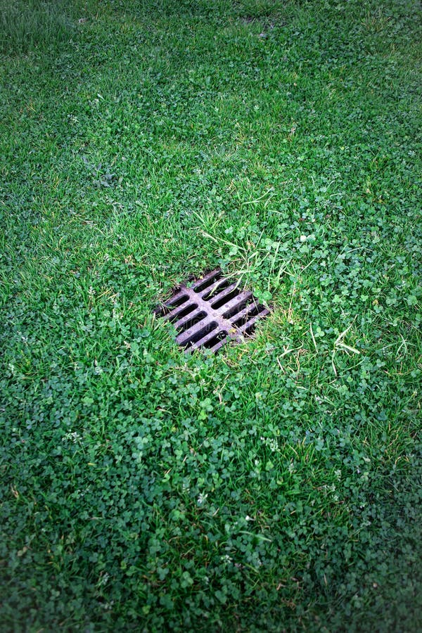 Evacuation Grate in the Grass of the Park Stock Image - Image of ...