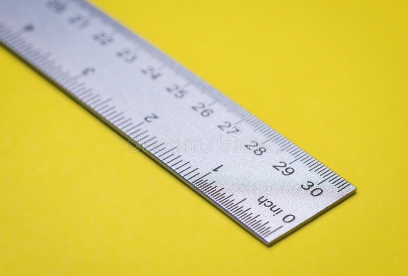 Metal Marking Ruler on Yellow Background Stock Image - Image of ...