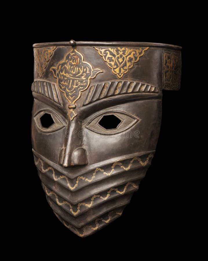 The Metal Mask Isolated on Black Stock Photo - Image of african ...