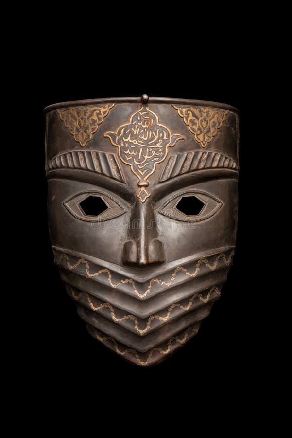 The Metal Mask Isolated on Black Stock Image - Image of primitive ...