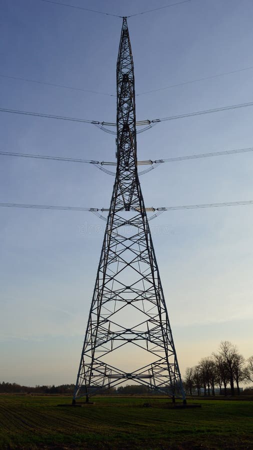The Metal Mast of the Energy Mast in an Unusual Look. Stock Photo ...