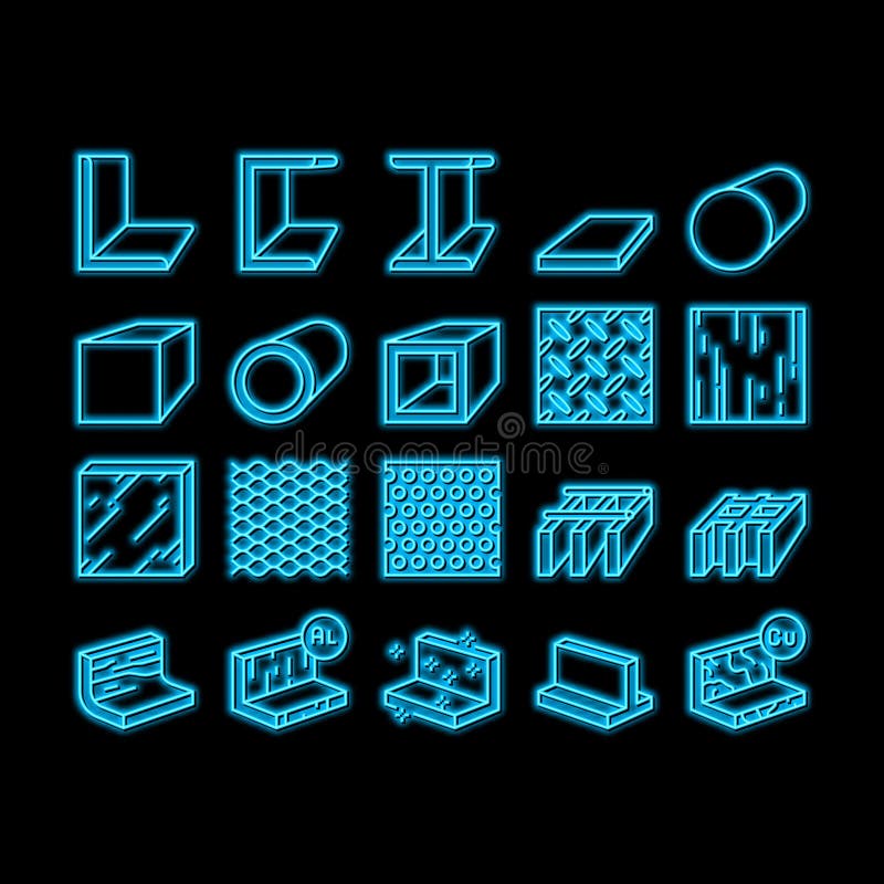 Metal Material Construction Beam Neon Glow Icon Illustration Stock ...