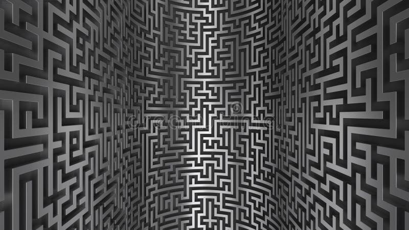 Metal Maze Pattern on Bended Walls. 3d Rendered Technology Background ...