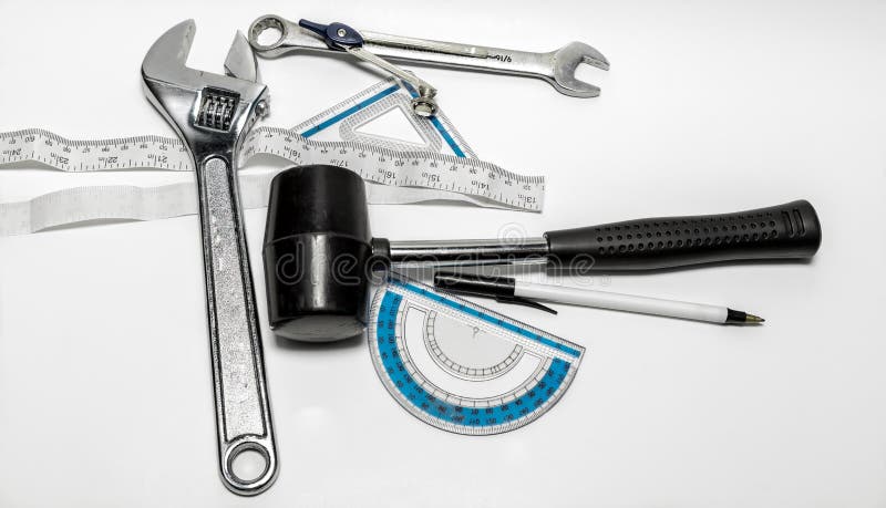 Various Mtetal Mechanical and Geometrical Tools Stock Photo - Image of ...