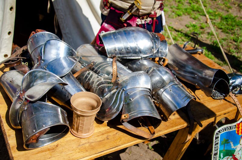 Metal Medieval Knight Armor Parts Stock Image - Image of hand, medieval ...