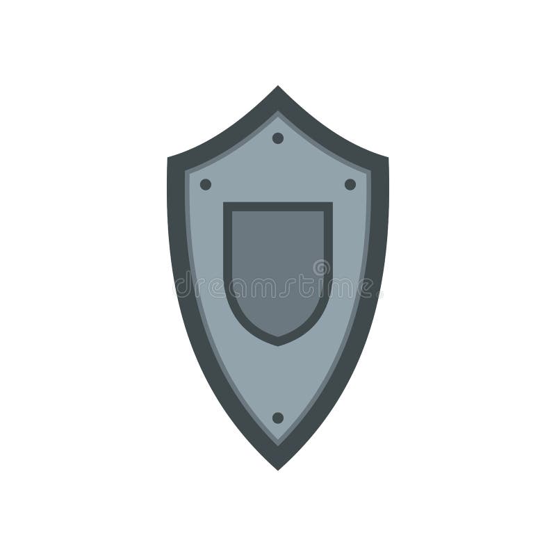 Metal Medieval Shield Icon, Flat Style Stock Illustration ...