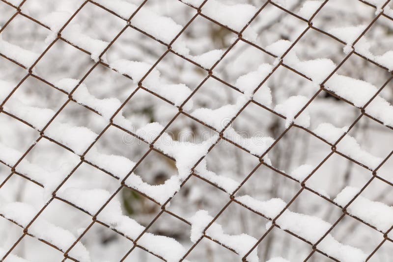 Metal Mesh is Covered with Snow - Snow Texture - Winter Scene Concept ...