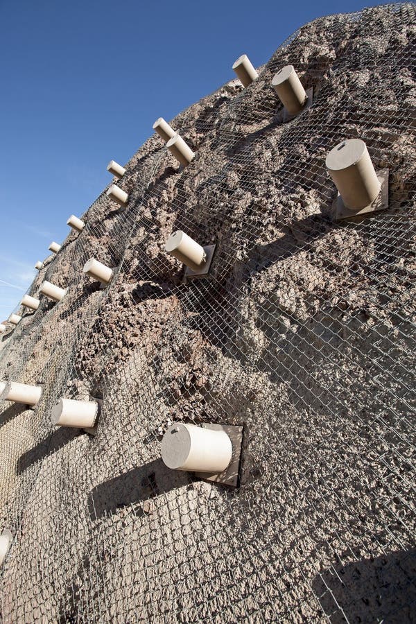 Steel Mesh and Anchor Rockfall Protection Stock Image - Image of safety ...
