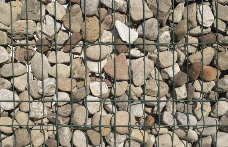Metal Mesh with Stones Close Stock Photo - Image of gabion, close ...