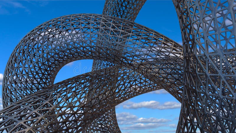 Metal Mesh Structure Modern Art Architecture 3D Illustration Stock ...