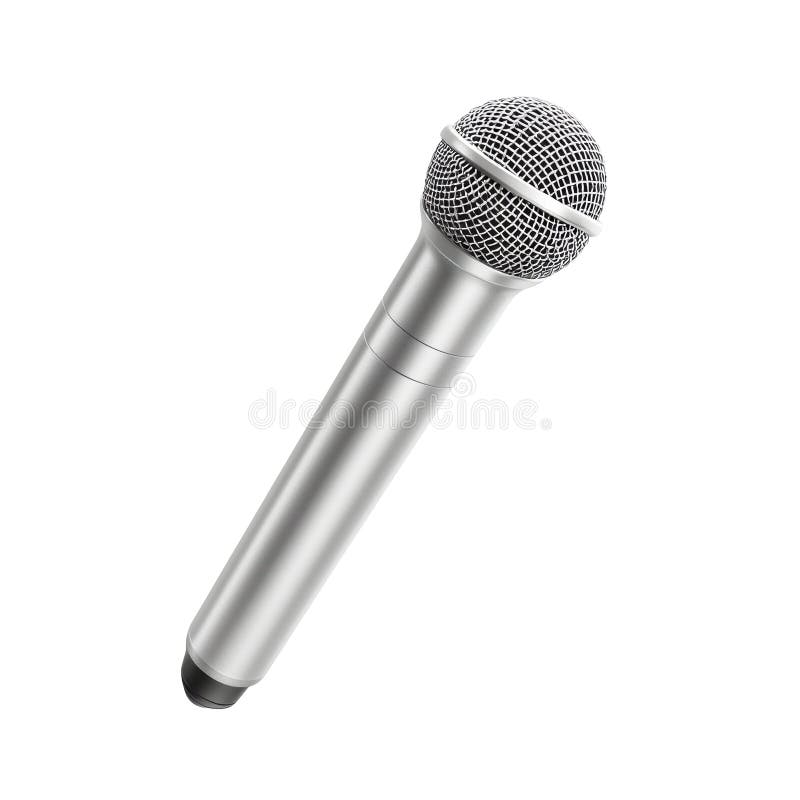 Metal Microphone with Black Mesh Head Isolated on Transparent ...