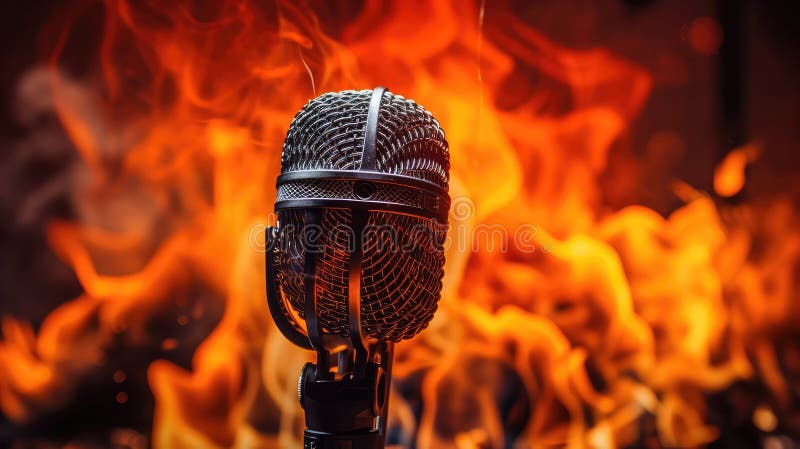 Metal microphone fire stock illustration. Illustration of artistic ...