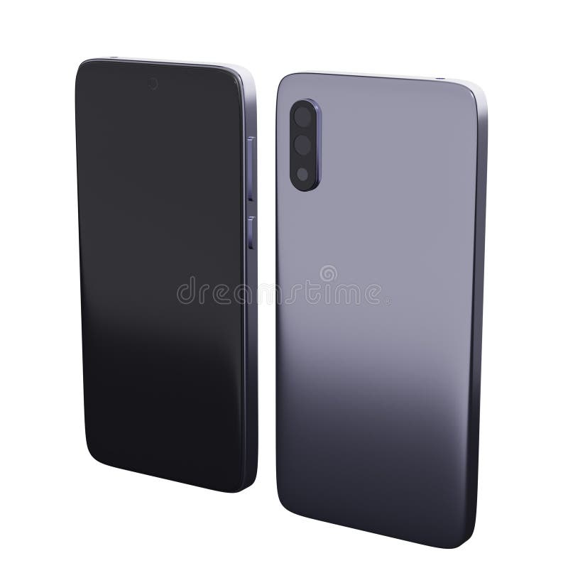 Metal Mobile Phone on Blue Background. 3d Rendering Stock Illustration ...