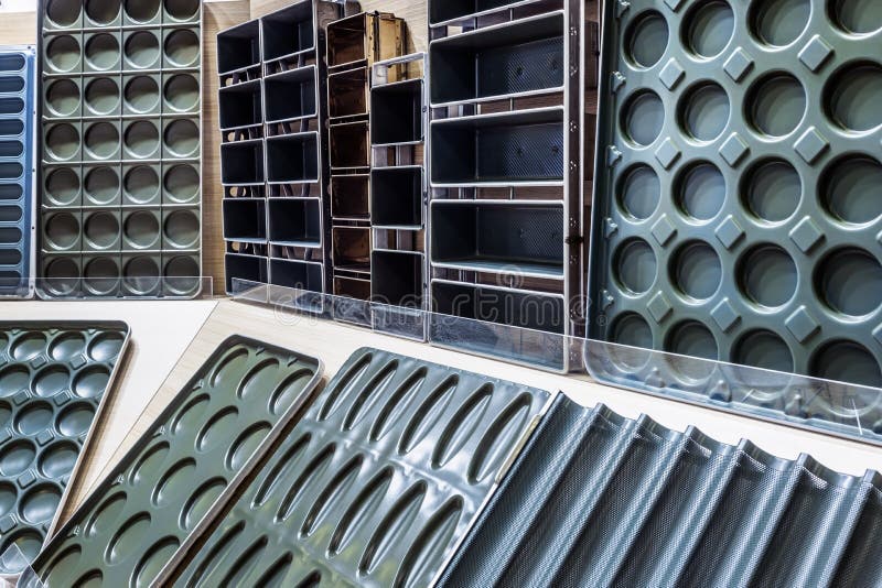 Metal Molds for Baking Bread and Confectionery Products at a Bakery ...