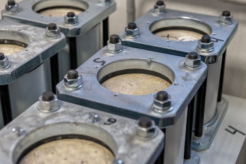 Metal Molds for Pouring Concrete Samples. Stock Photo - Image of mould ...