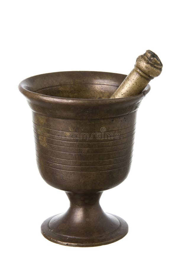 Metal mortar and pestle stock image. Image of bronze - 53168823