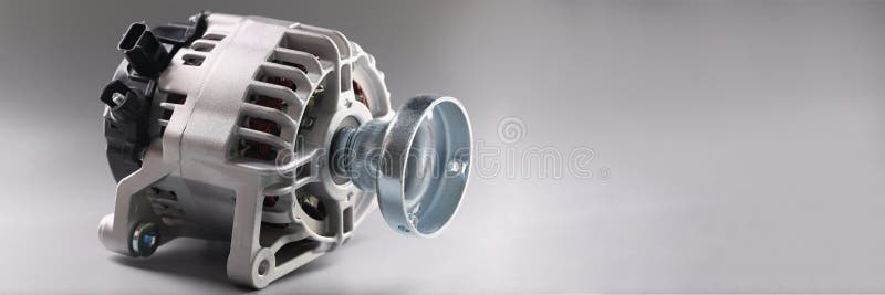 Metal Motor with Wire and Plugs Lies on Grey Surface, Production of ...