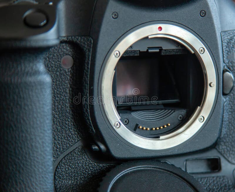 Metal Mount of a DSLR Digital Camera with Mirror Down Stock Image ...