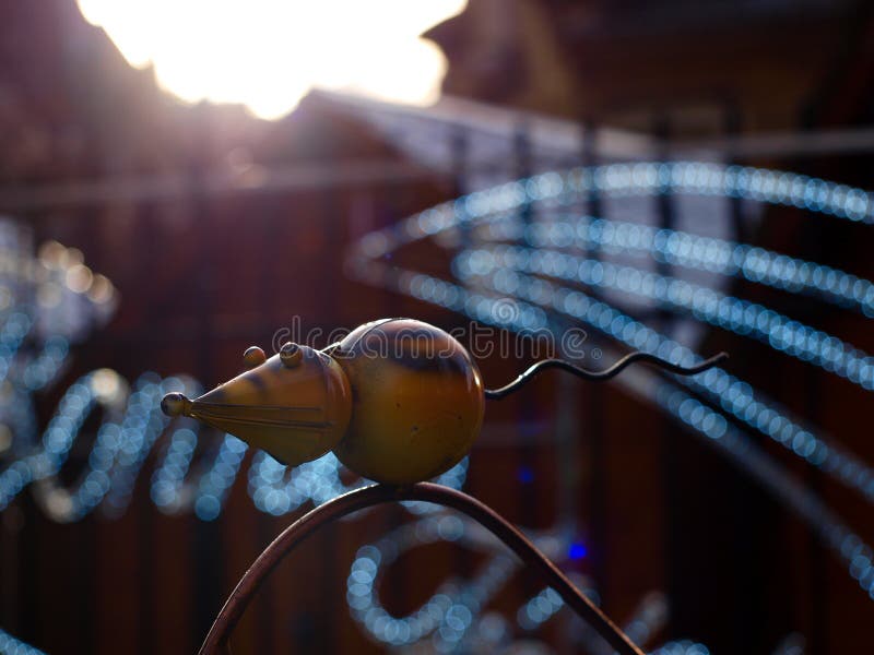 Metal Mouse in Front of Streaks of Blue Lights Stock Photo - Image of ...