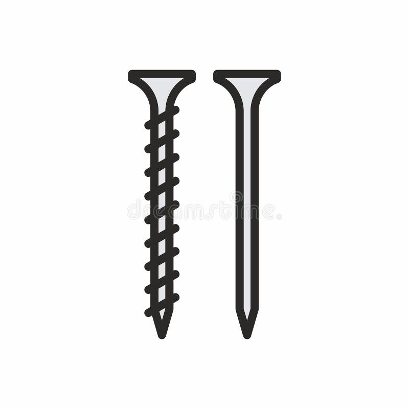 Metal nail, icon stock vector. Illustration of material - 97364907