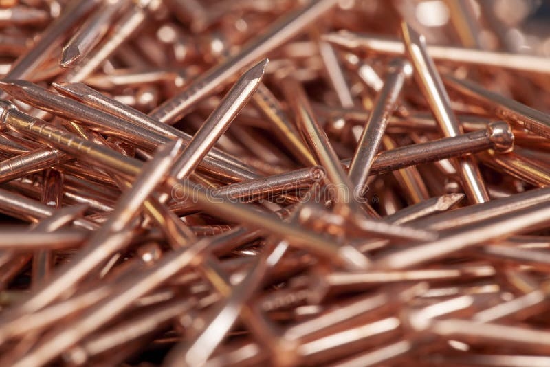 Metal Nails Coated with Copper for Decorative Work Stock Image - Image ...
