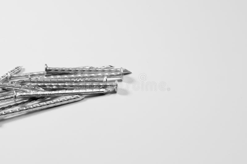 Metal Nails on White Background. Working Tools Stock Image - Image of ...