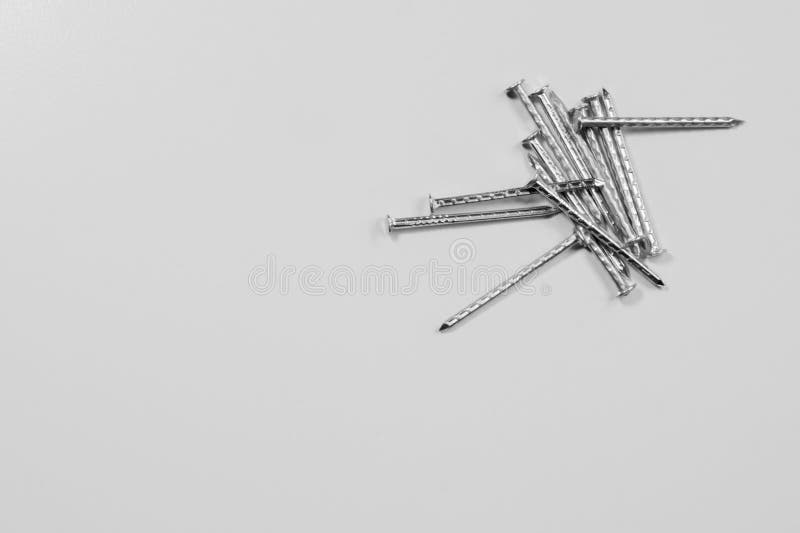 Metal Nails Isolated on White Background. Working Tools Stock Image ...